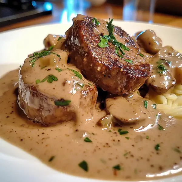 Filet mignon sauce forestière
