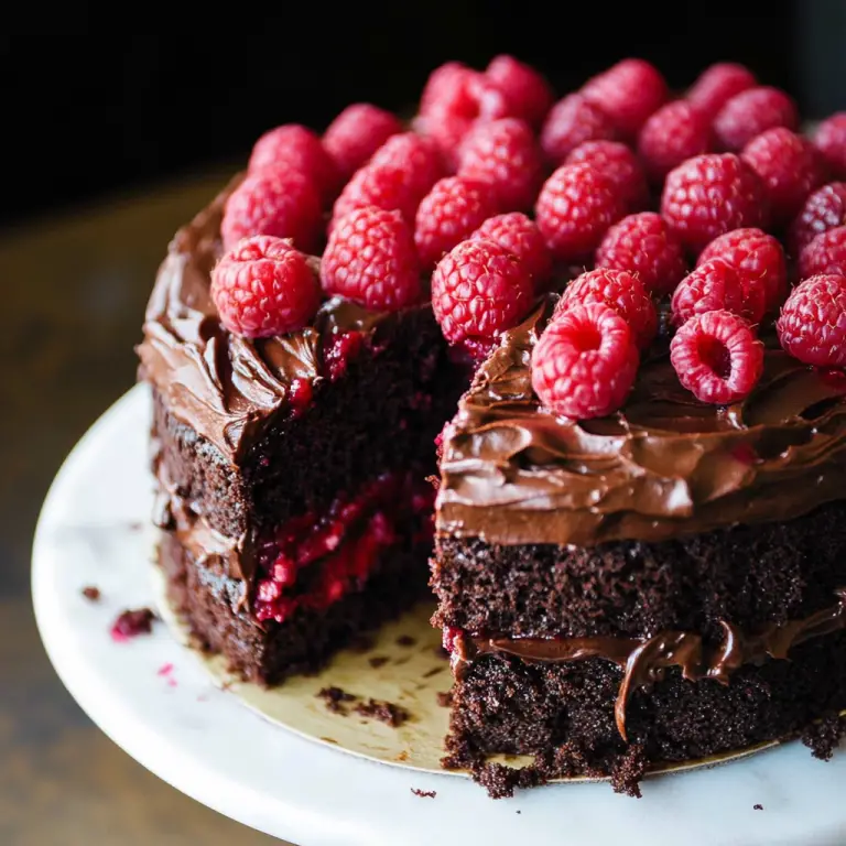 Gâteau chocolat framboises